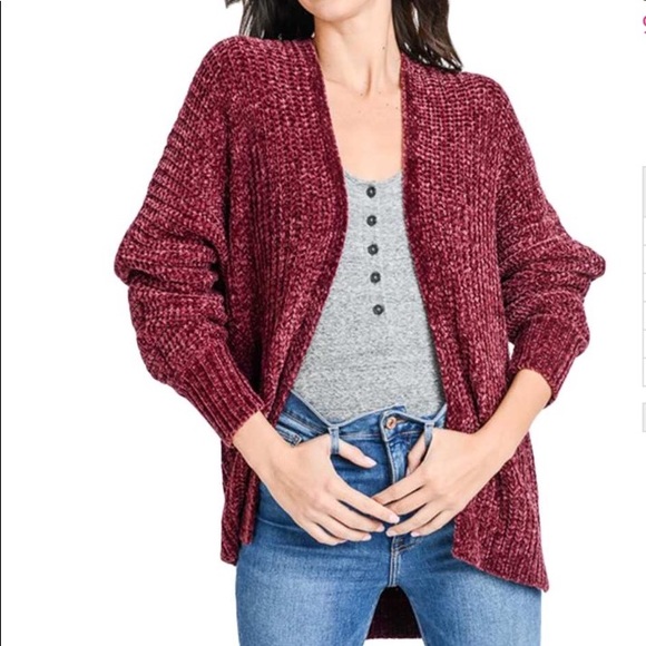 Sweaters | New Cozy Soft Chenille Knit Sweater In Wine Berry | Poshmark